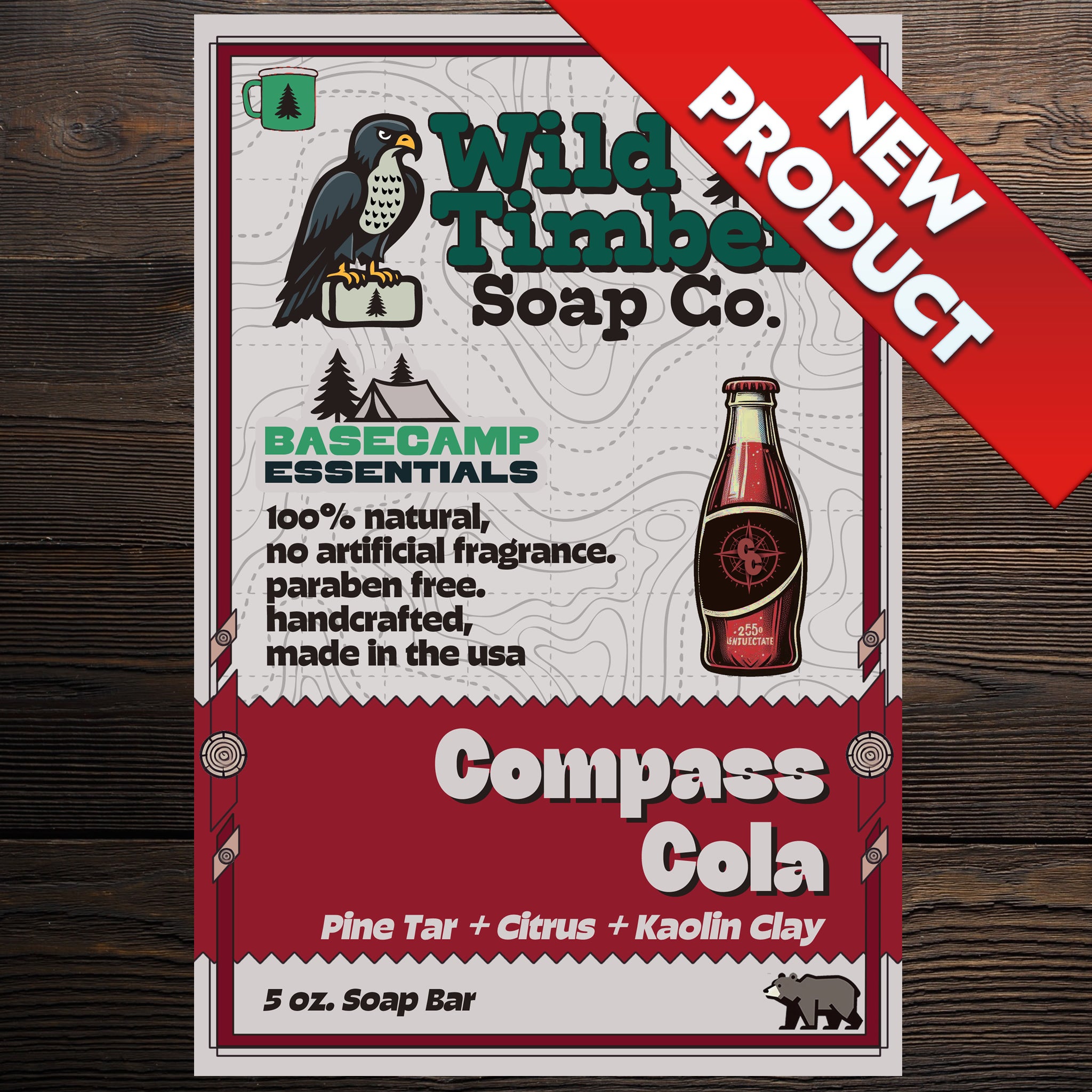 Compass Cola Soap – Pine Tar Cola Scented Soap Bar for Men – Wild Timber Soap Company